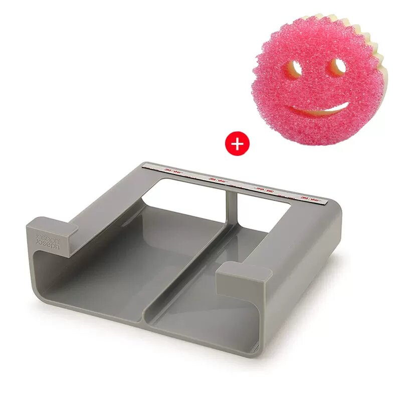 Серый кухонный органайзер с чистящим средством ScrubDaddy - 1 уровень, размеры 26,3x22 см