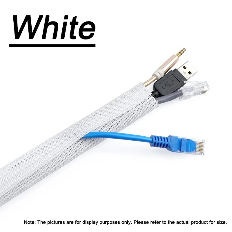 Плетеная оплетка для кабелей из ПЭТ 3-32 мм Белый, White, 3meters, 19mm