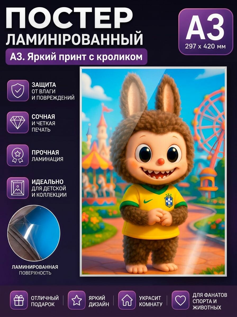 Постер ламинированный "Лабубу"