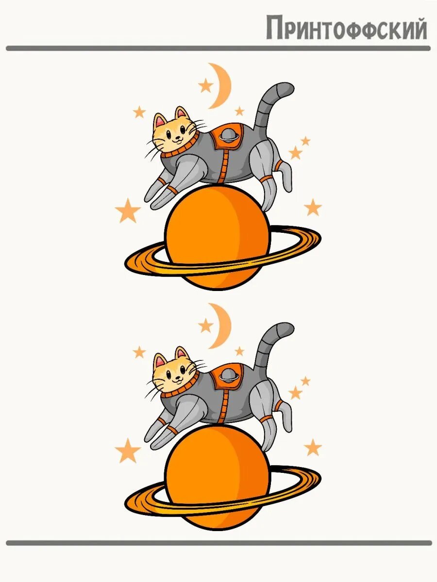 2-е (Две) Термонаклейки кот космонавт