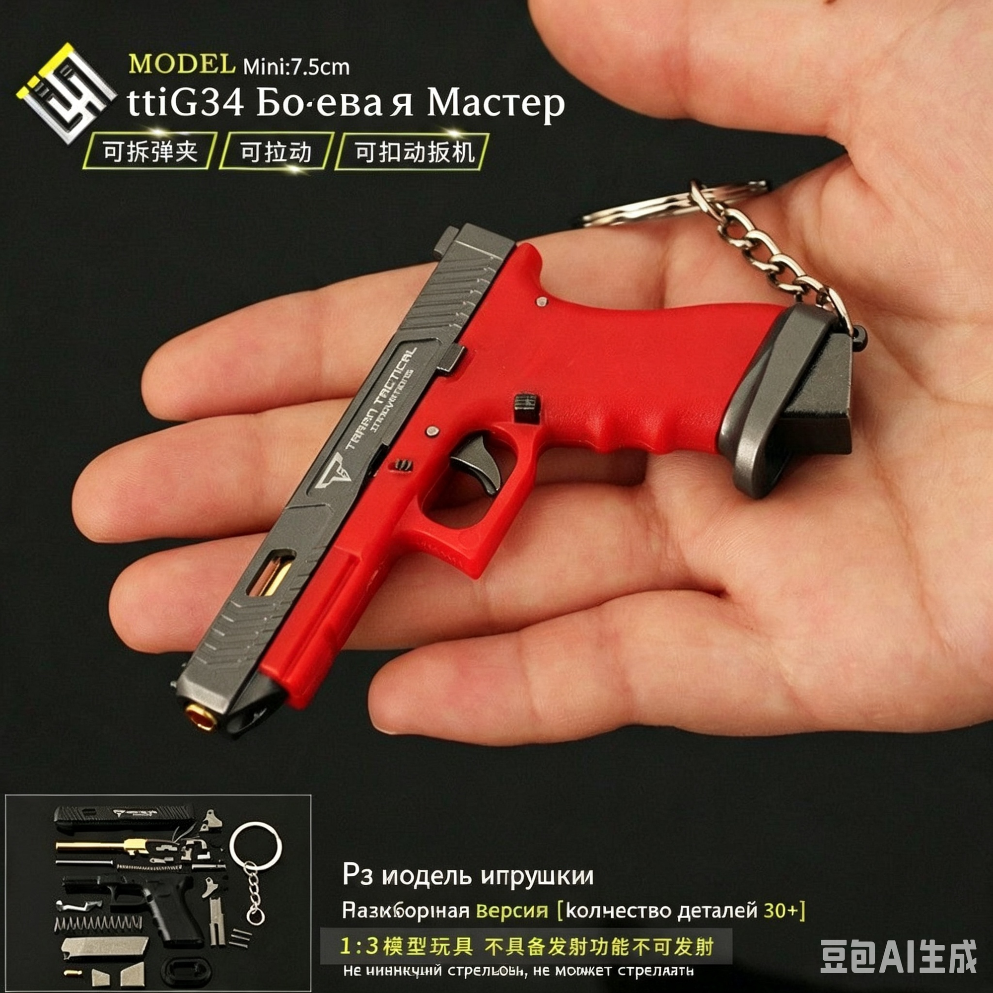 1: 3 Демонтаж полусплавного ключа для сбрасывания оболочек G34 Боевой мастер Glock Игрушечная подвеска