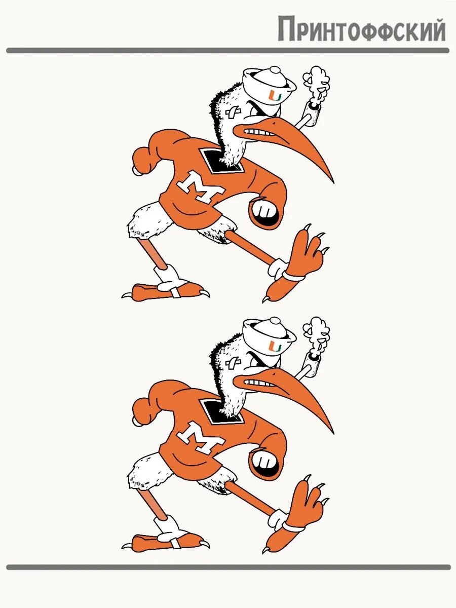 2-е (Две) Термонаклейки спорт miami hurricanes маями