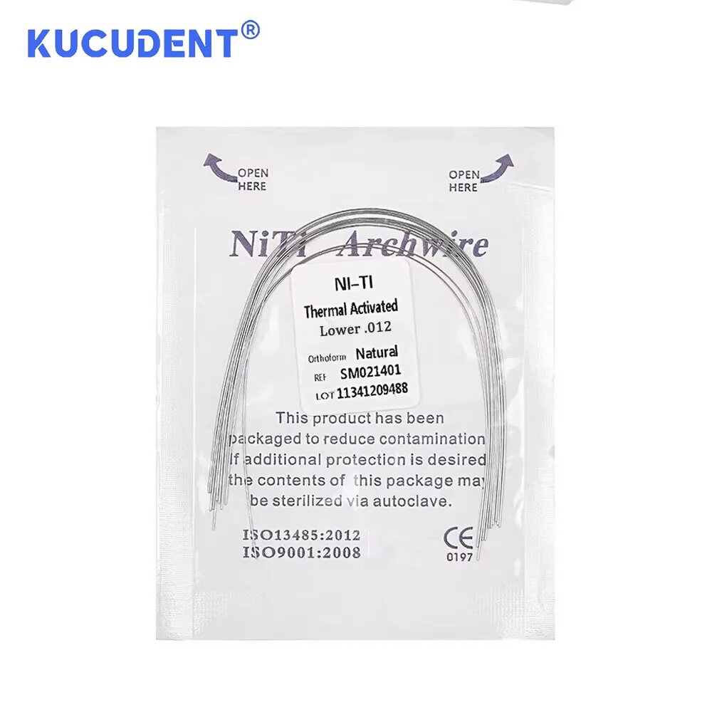 KUCUDENT 10 Pcs Dental Niti Archwire Heat Thermal Activated Natural Form Orthodontic Arches Wires for Braces Round Rectangular
