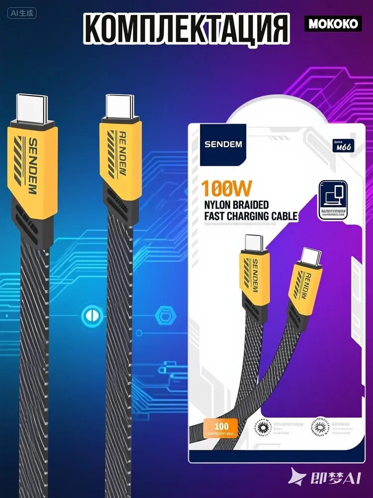Кабель для мобильных устройств USB Type-C/USB Type-C, 1 м, черный