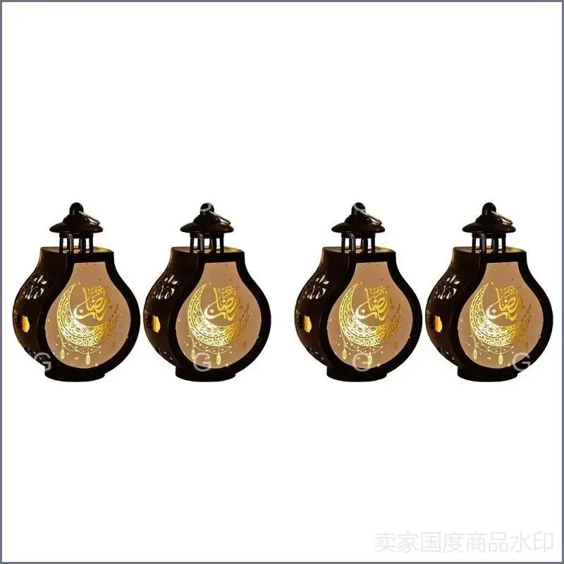 Четыре Ramadan фонаря - винтажные подвесные свечные фонари, Eid Mubarak , черный/домашний декор.