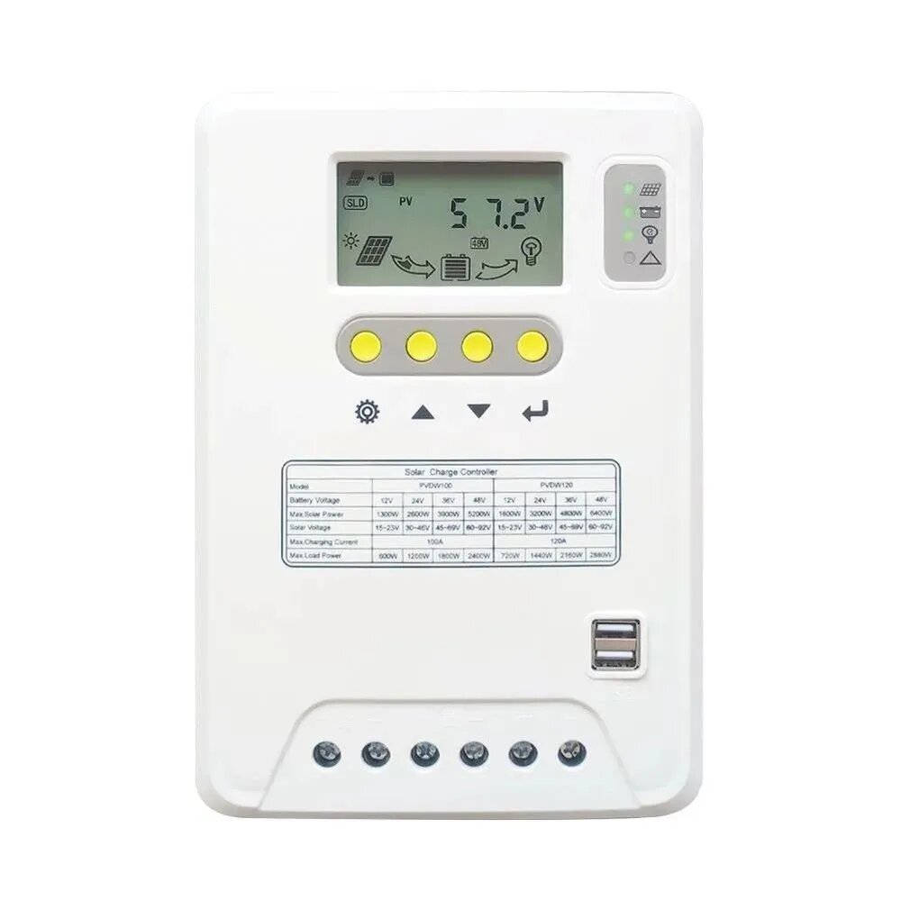 Контроллер заряда 60A 12-48V для солнечных панелей с LCD и USB