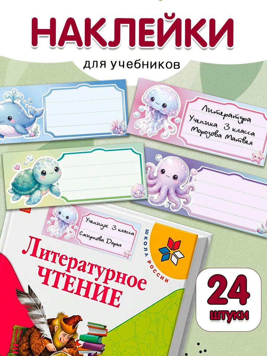 Наклейки на тетради и учебники для подписи школьные