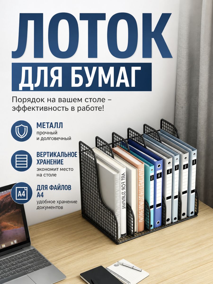 Лоток для бумаг, Металлический многослойный ящик для хранения документов, книжная полка вертикальное отделение чёрный для офиса для дома вертикальный чёрный