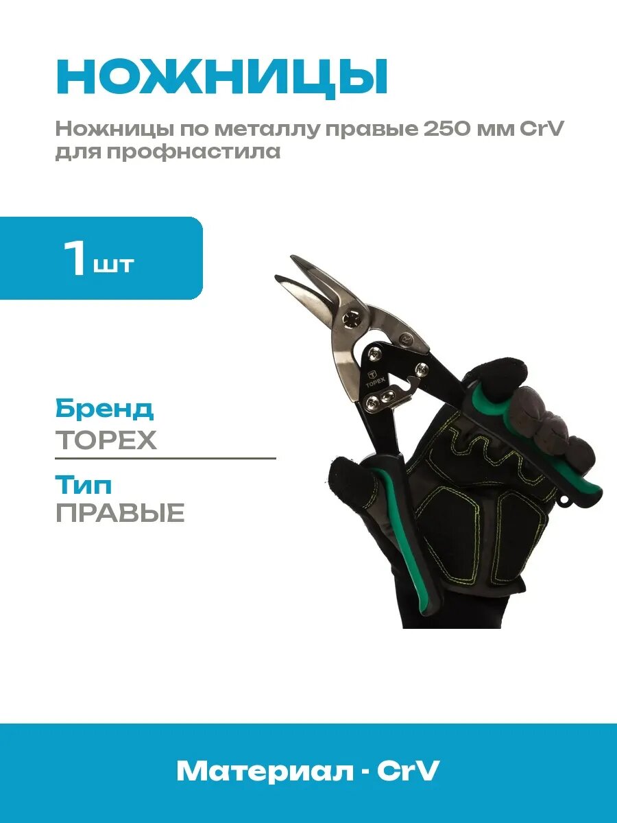 Ножницы по металлу правые 250 мм с двухкомпонентной ручкой