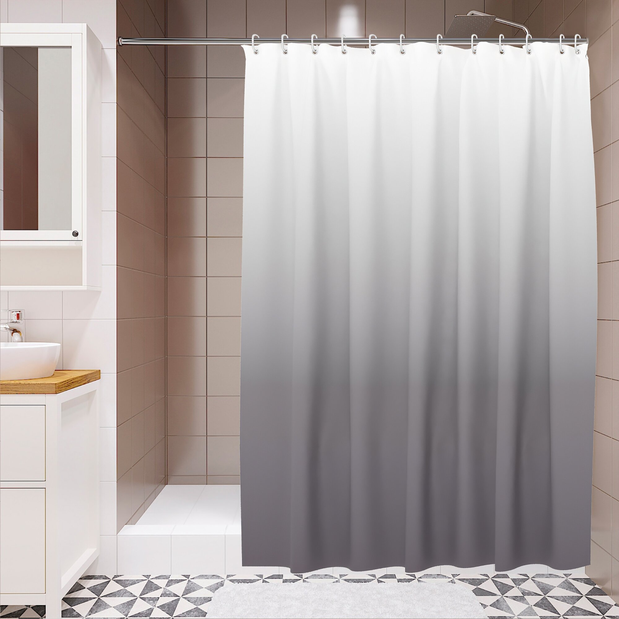 Штора для ванной Lemer Tramatza 180x180 см PEVA цвет белый/серый