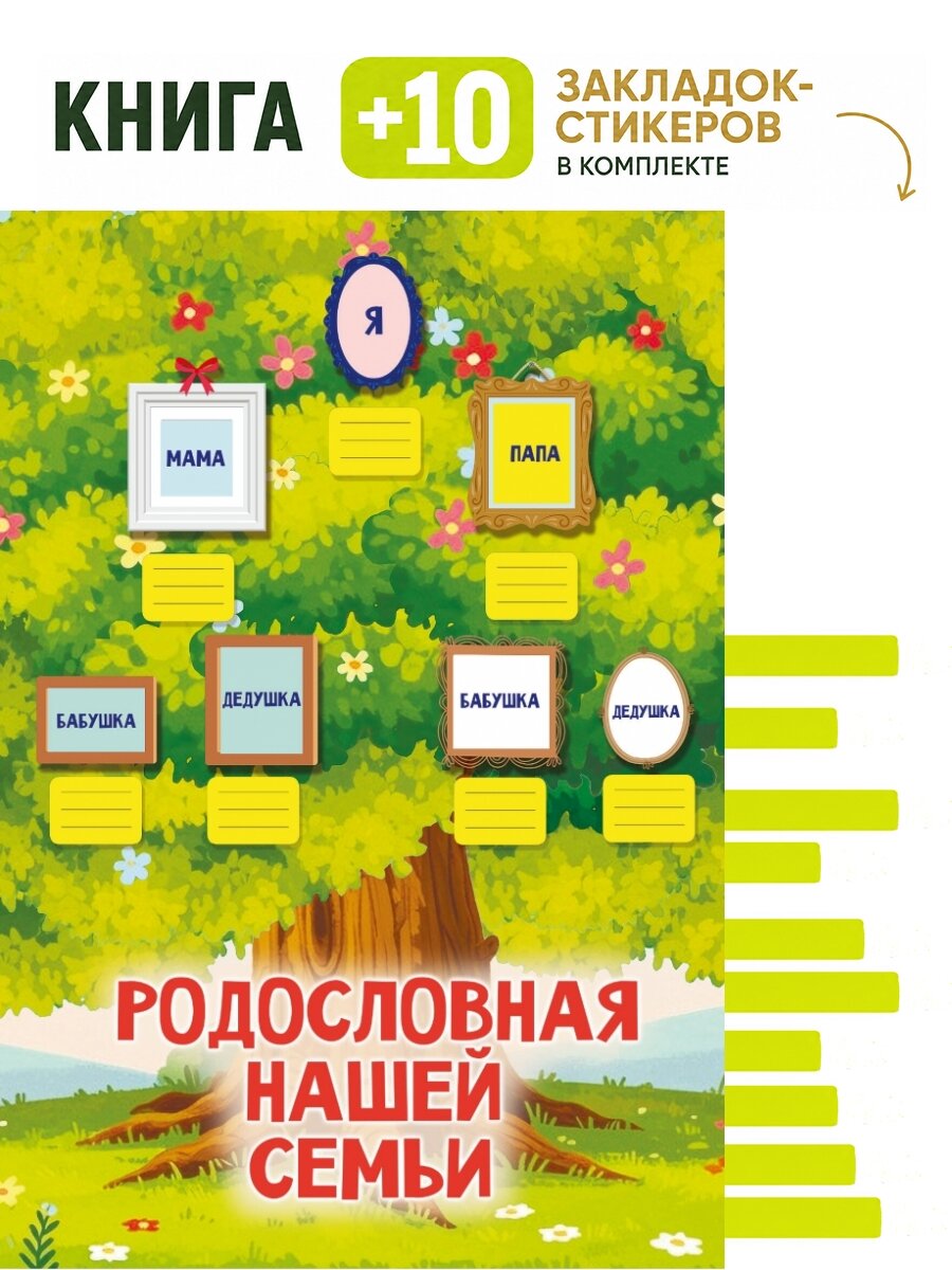 Родословная нашей семьи. Плакат с наклейками. Комплект: книга + 10 закладок-стикеров