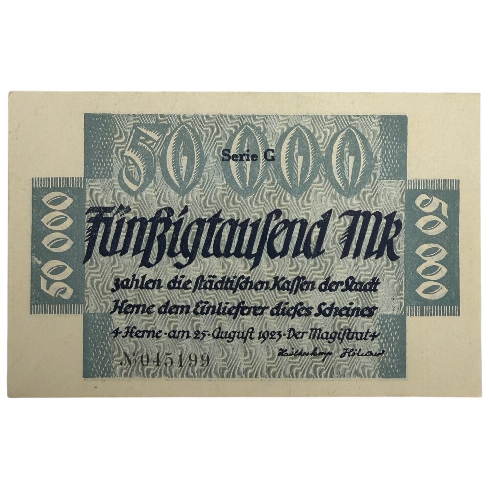 Германия (Веймарская республика) Herne 50000 марок 1923 г. (Серия G)