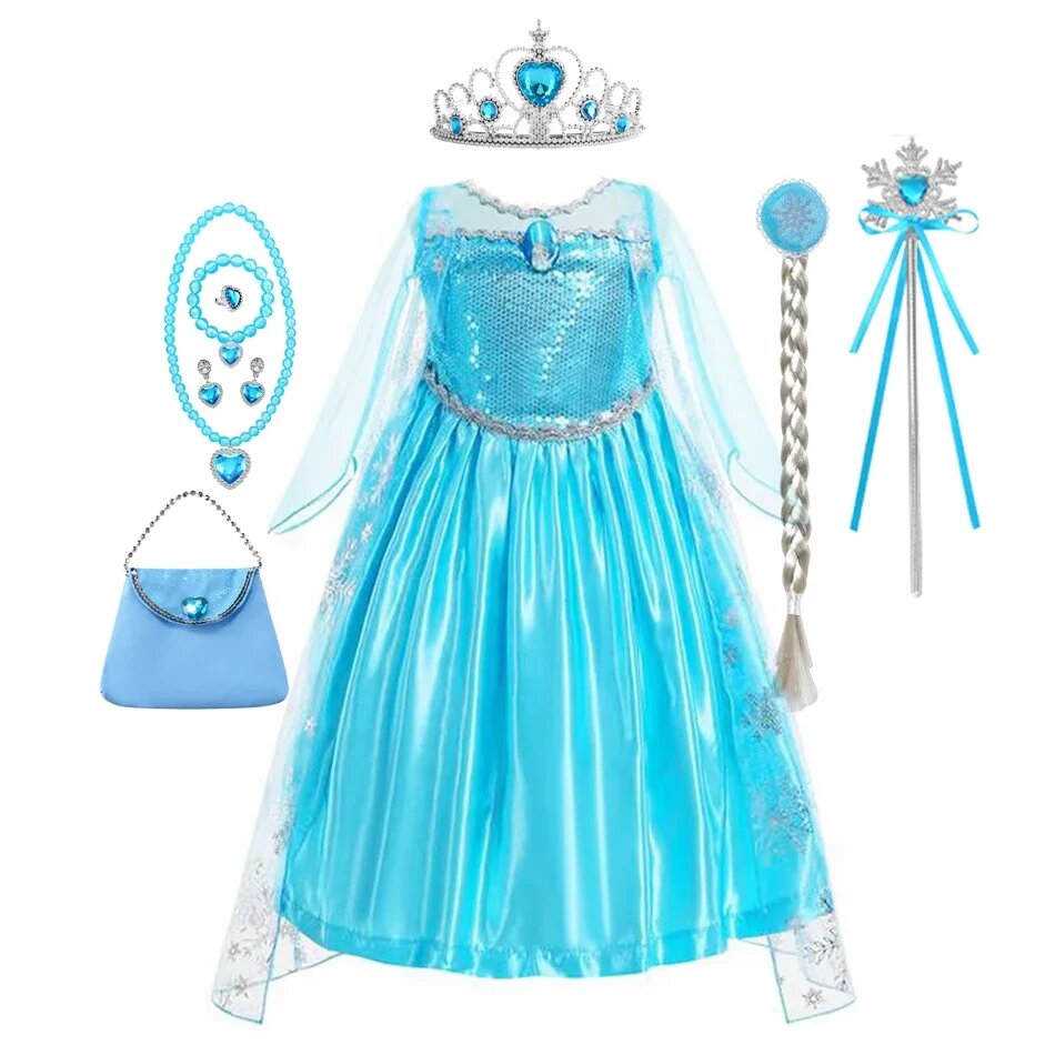 Платье Эльзы для девочек, детское платье на день рождения, Хэллоуин, карнавал, Пасхальная вечеринка, костюм Анны для девочек