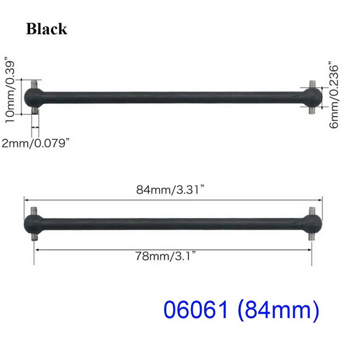 Приводной вал 1/10 HSP Черный 06061-84mm