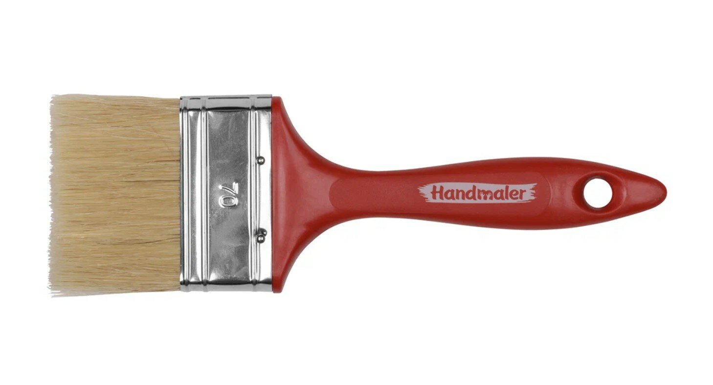 Кисть плоская "Handmaler RED", светлая смешанная щетина, пластик. ручка, 70 мм
