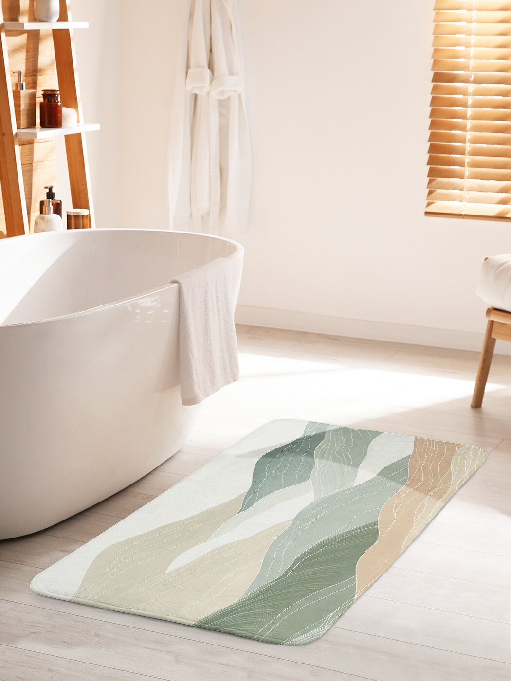 Коврик для ванной комнаты и туалета противоскользящий "Холмы" 60х100 см, JoyArty