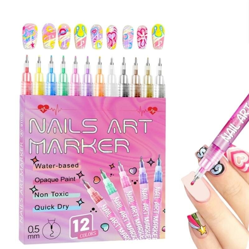 Маркеры для ногтевого дизайна, 12 цветов