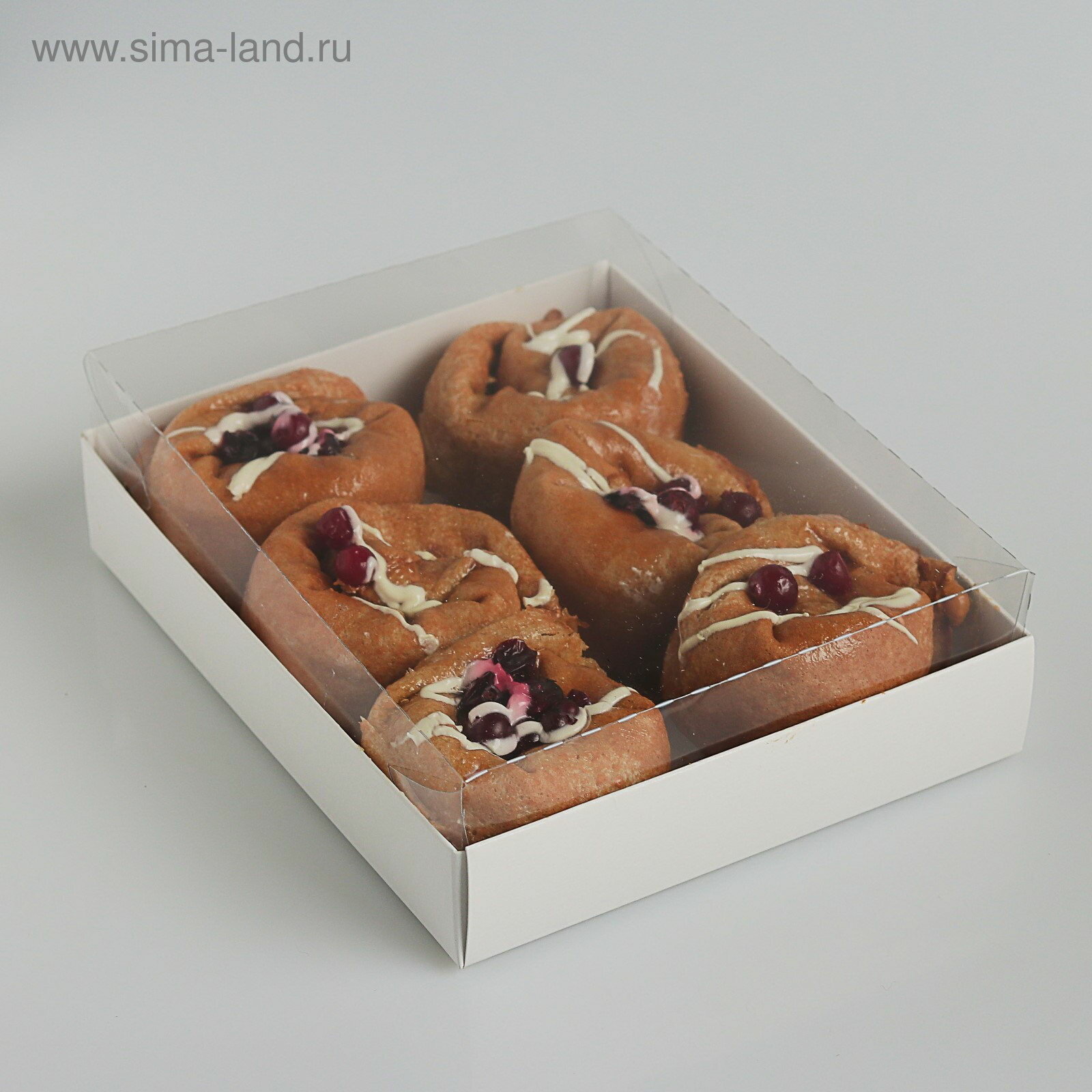 Коробочка для печенья с прозрачной крышкой 16x13x3 см, вид упаковки: для макарун, 5 шт.