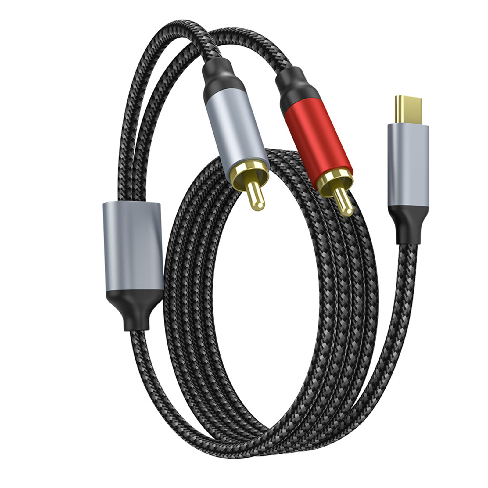 Кабель Type C - RCA 1.5 м плетеный экранированный для