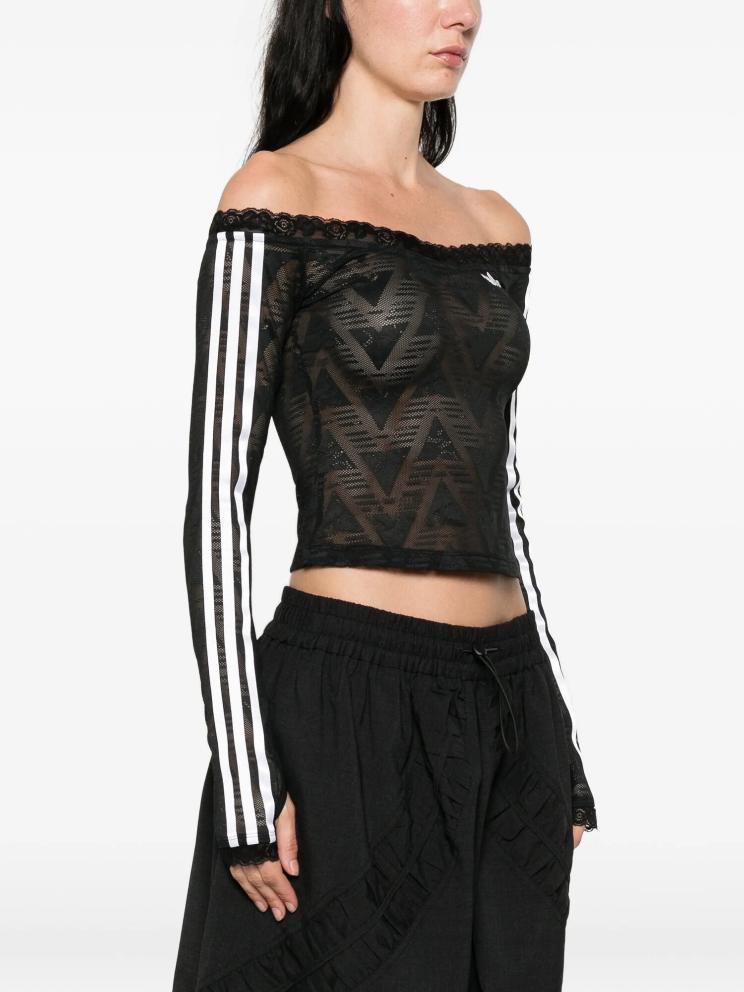 Топ adidas Lace-trim striped top, размер 12 UK — фото 1