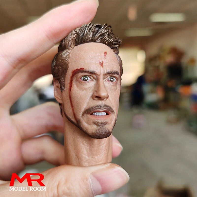 Масштаб 1/6 Angry Robert Downey Jr. Модель для резьбы по травмам головы, подходит для 12-дюймовой фигурки мужского солдата, куклы для тела