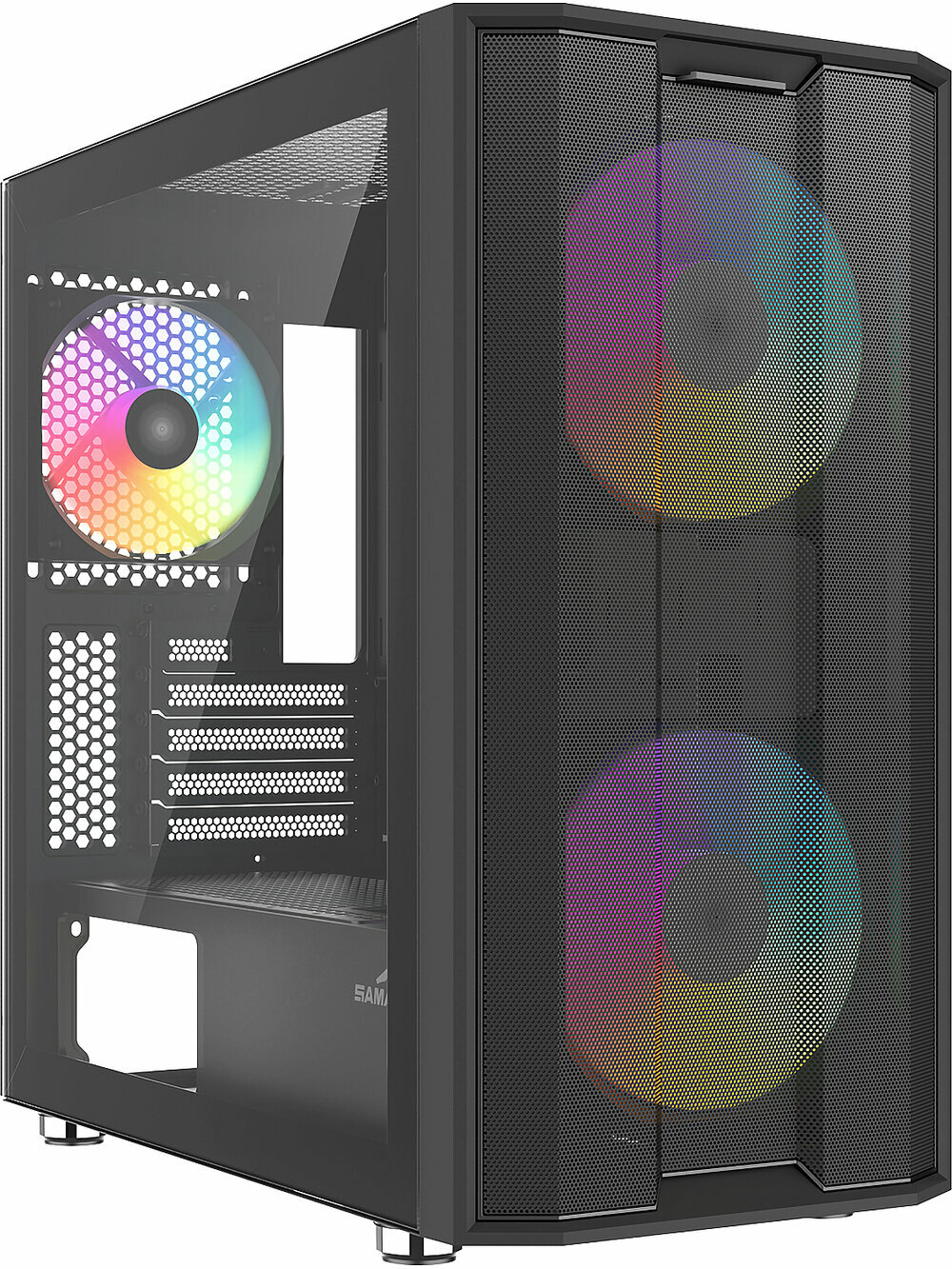 Корпус для ПК без БП SAMA S30 ARGB Black (S30-BKMPA3X1-GL)