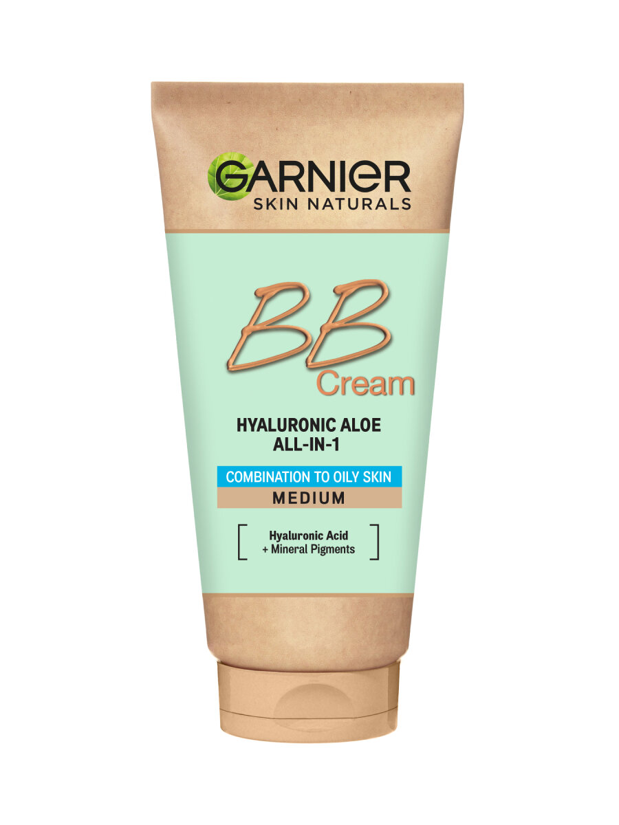 Garnier BB Крем Гиалуроновый Алоэ-уход 5-в-1, для смешанной и жирной кожи, с гиалуроновой кислотой, алоэ вера и минеральными пигментами, матирующий, SPF 25, 50 мл
