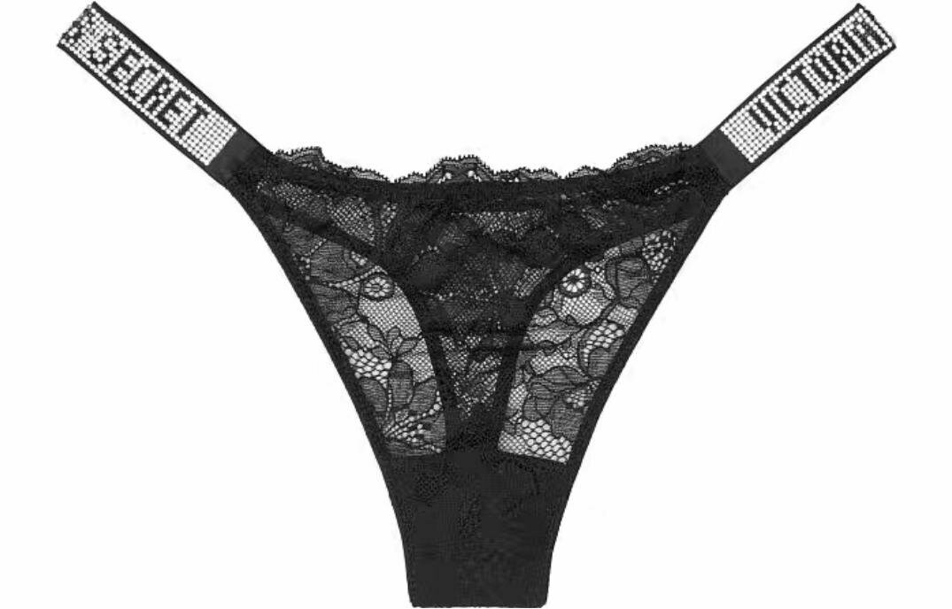 Кружевные стринги женские Victoria's Secret 9906532 черные, L EU