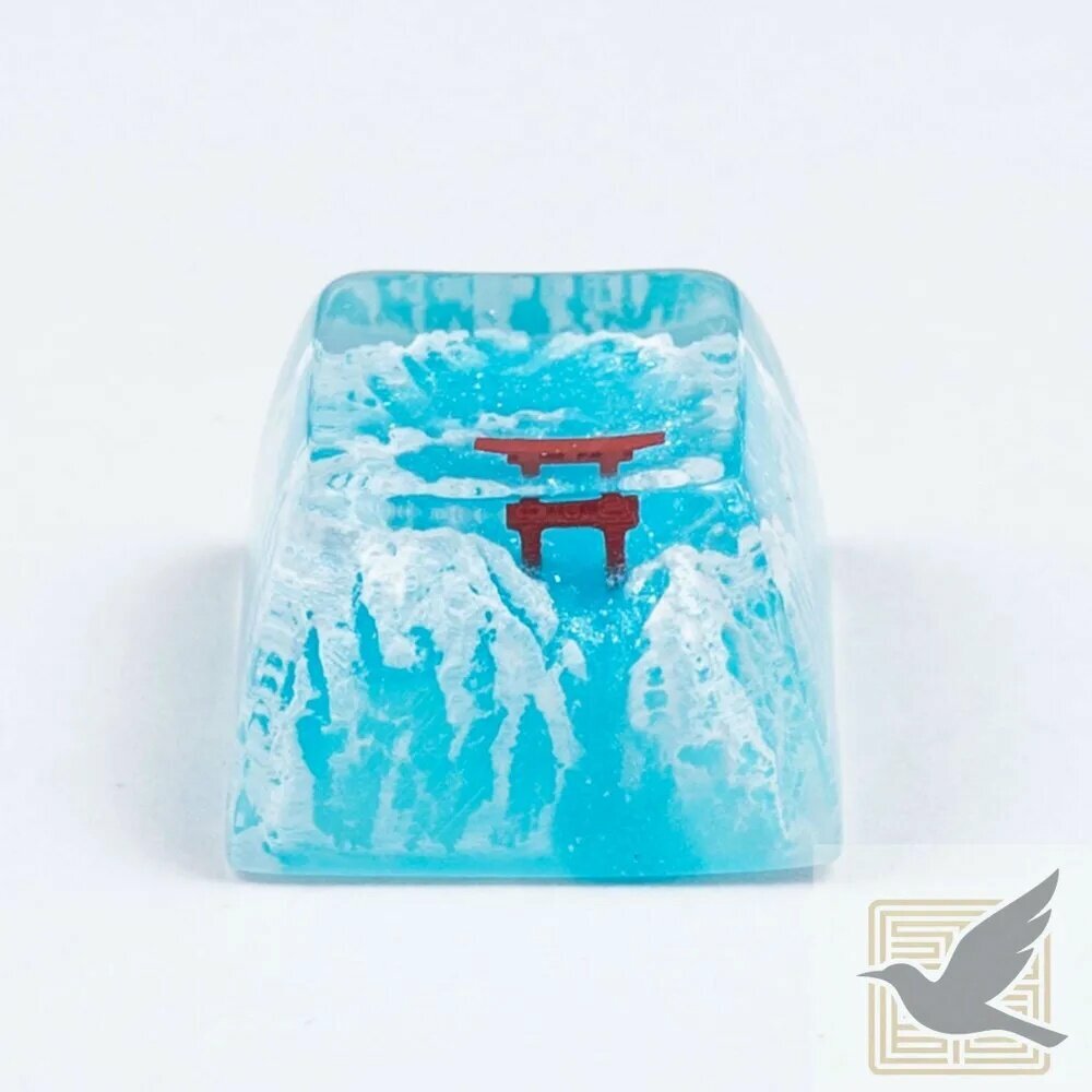 Кейкапы для механической клавиатуры - Снежная гора, смоляной кейкап ручной работы (Snow Sakura Torii, OEM профиль)