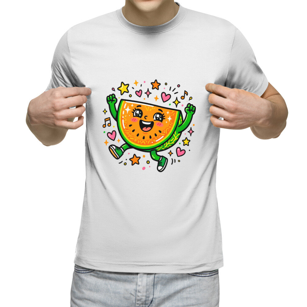 Мужская футболка «Дыня танцует» (белый, 3XL)