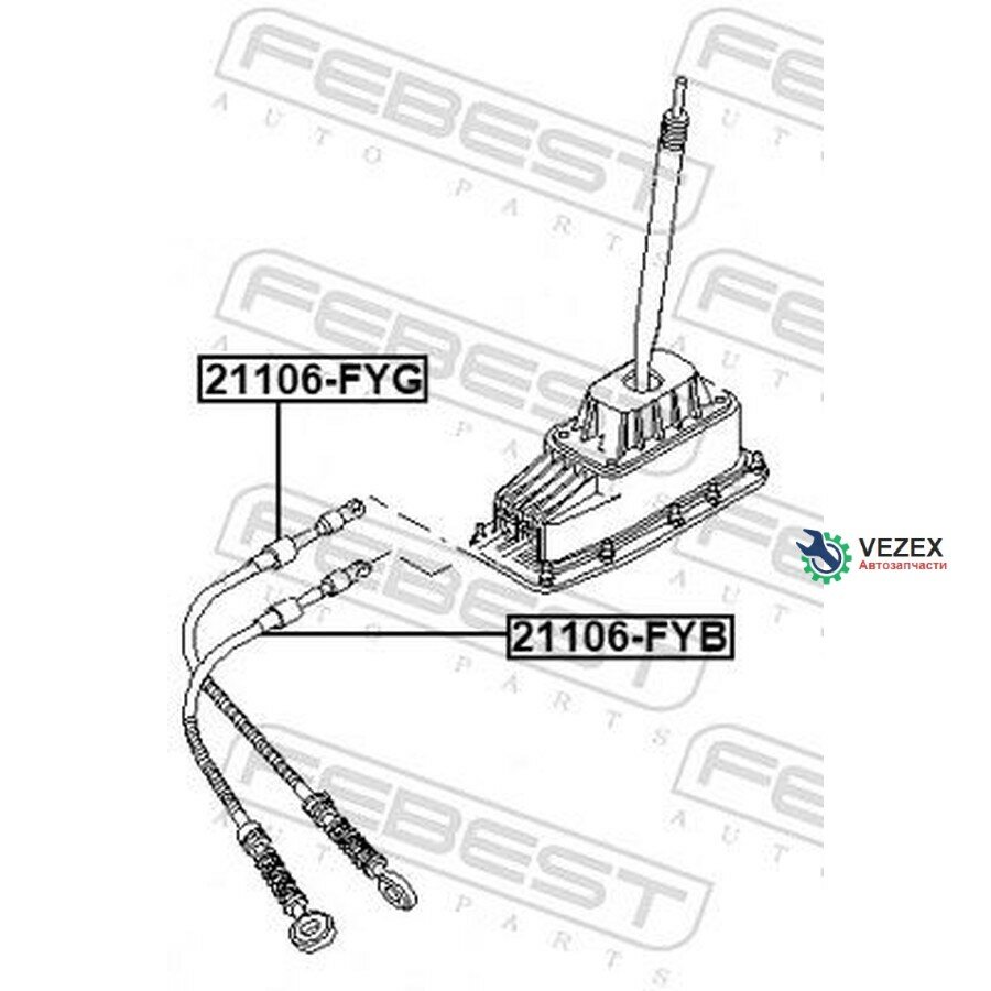 FEBEST 21106-FYB Тросик КПП FORD TRANSIT FY 2000-2006 21106-FYB