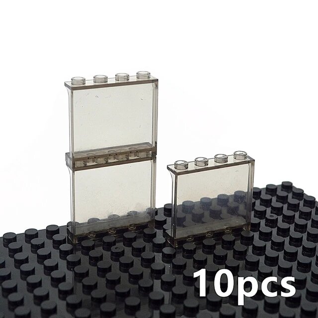 Лего блоки серые 1x4x3 черные, 10 шт.