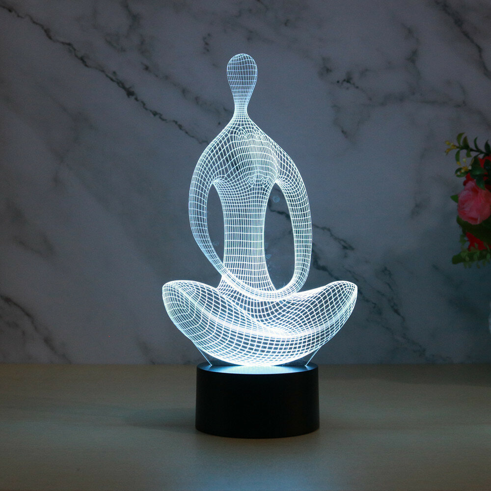 3D-ночник с сенсорным управлением, USB-зарядка, 7-цветная атмосферная лампа для медитации, декоративный светильник