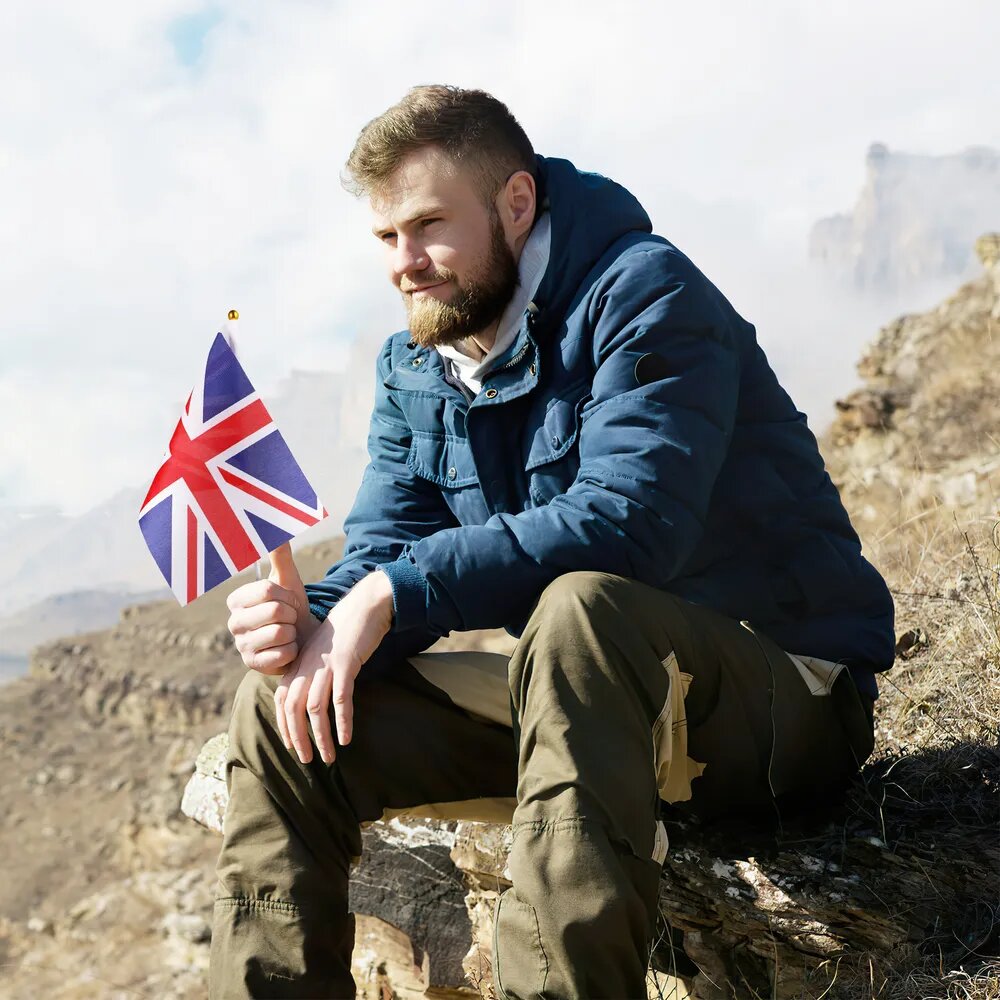 Многоцветные британские флаги на палочке из полиэстера, 50 штук, для праздников и боления на спорте