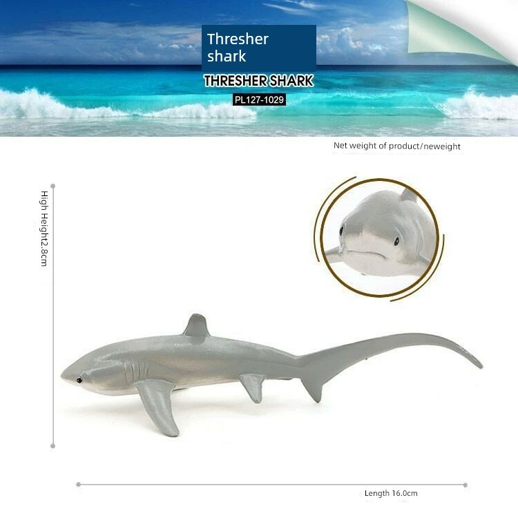 Обучающая игрушка с морскими животными: Модель акулы с длинным хвостом, 10 см, детская игрушка для обучения, безопасный