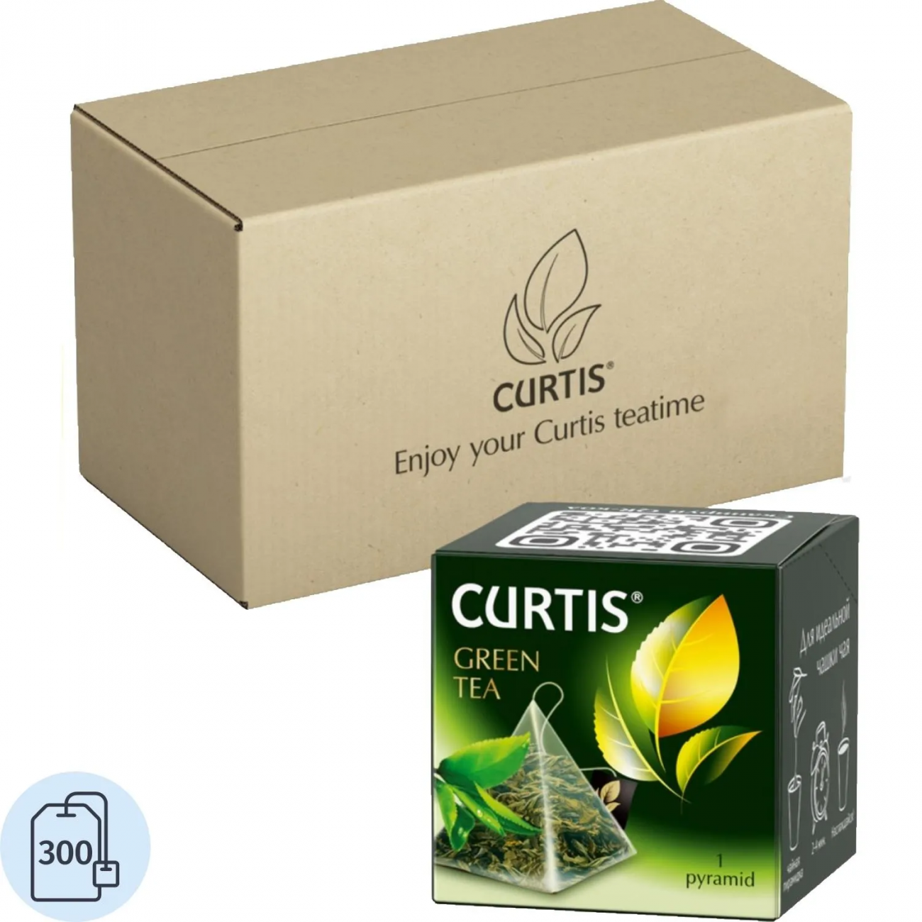 Чай Curtis Green Tea зеленый среднелистов, 300 пирамидок/уп, в гофр. 2336735 102493