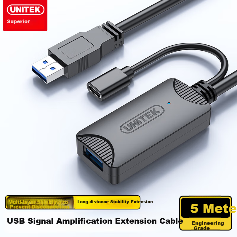 UNITEK USB 3.0 5M кабель-удлинитель с усилителем сигнала для беспроводных адаптеров принтеров компьютеров и веб-камер