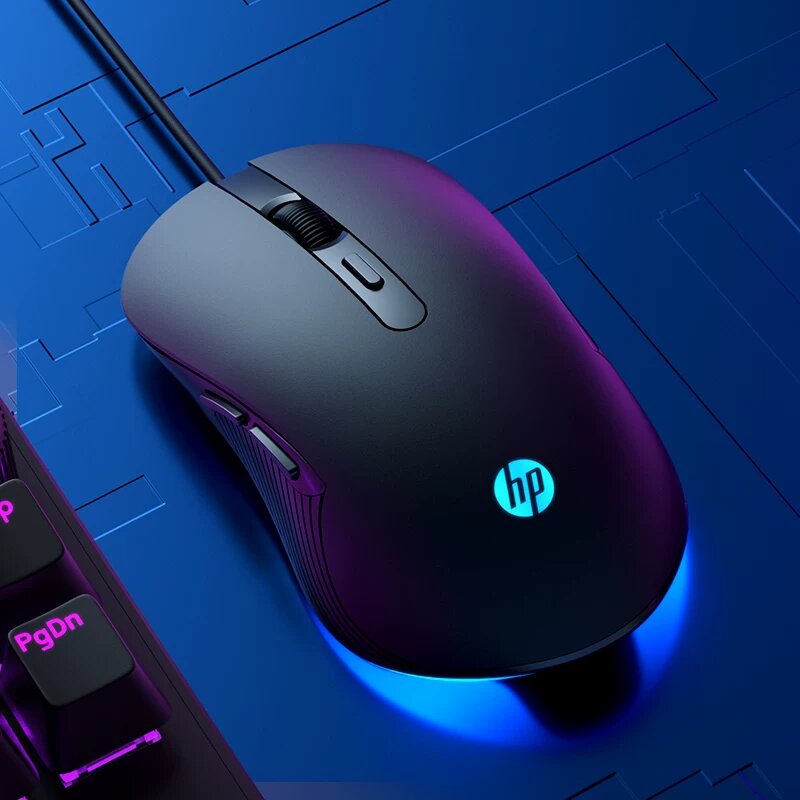 Компьютерная мышь HP тихая механическая проводная для офиса, черный цвет