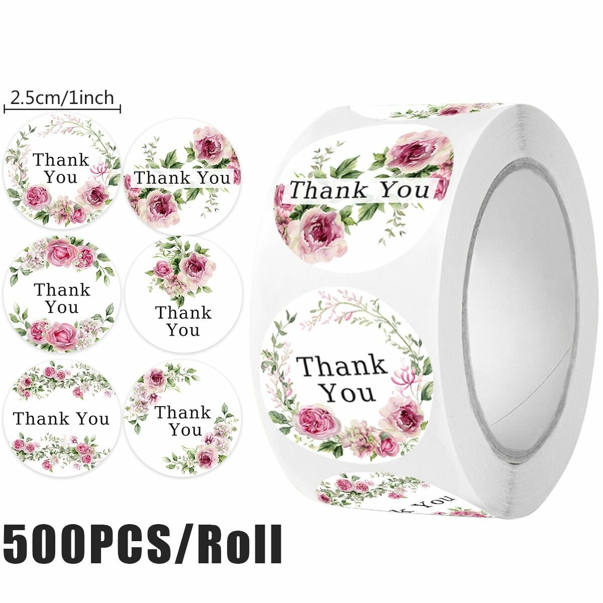 Наклейки стикеры, этикетки Спасибо Thank you для бизнеса, оформления hand made подарков, кондитеров, 500шт.