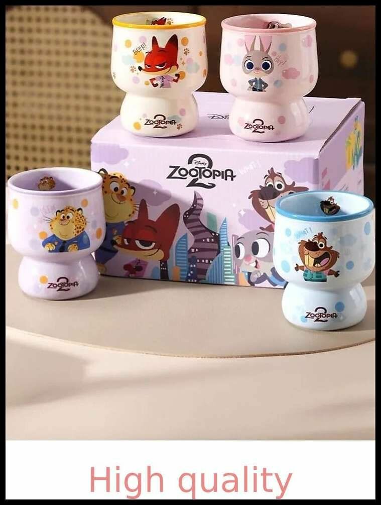 Набор кружек Disney Зверополис 2 с персонажами, 350 мл, 4 шт, яркий дизайн для дома и офиса, чашки