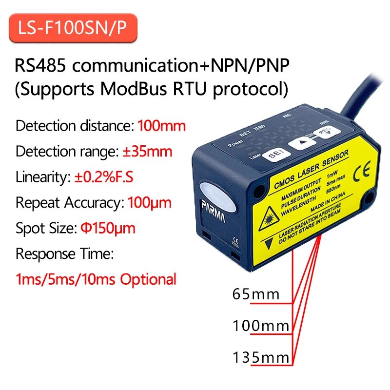 Связь RS485 Лазерный датчик расстояния Протокол ModBus RTU Лазерный датчик смещения NPN PNP Лазерный датчик расстояния