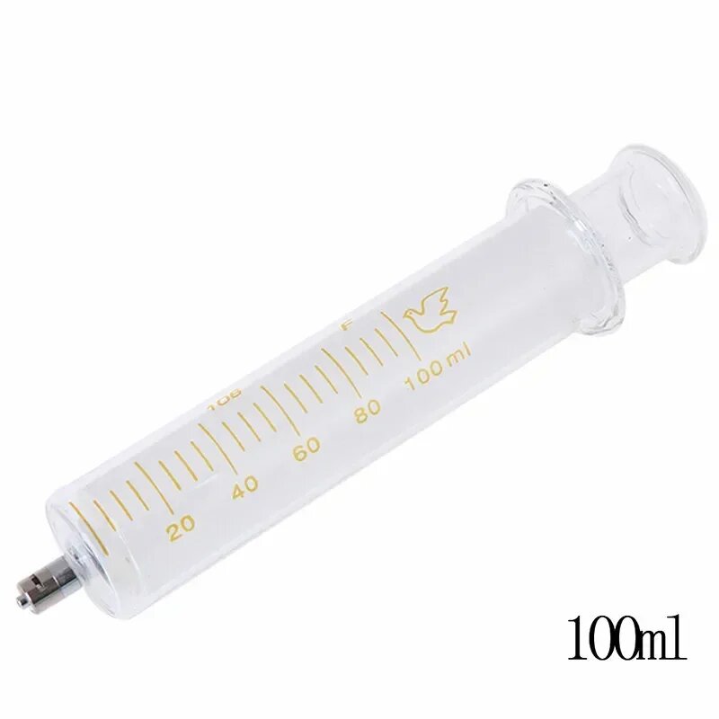 Многоразовый стеклянный шприц Luer Lock 1-100 мл Белый, 100ml