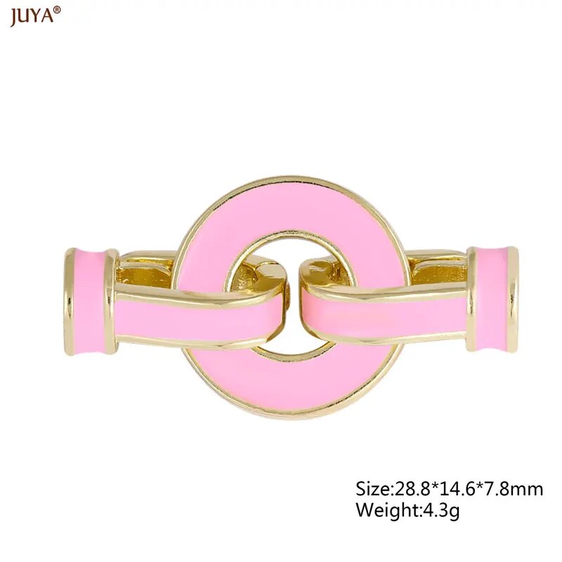 Розовые застежки JUYA с эмалью, Gold-pink