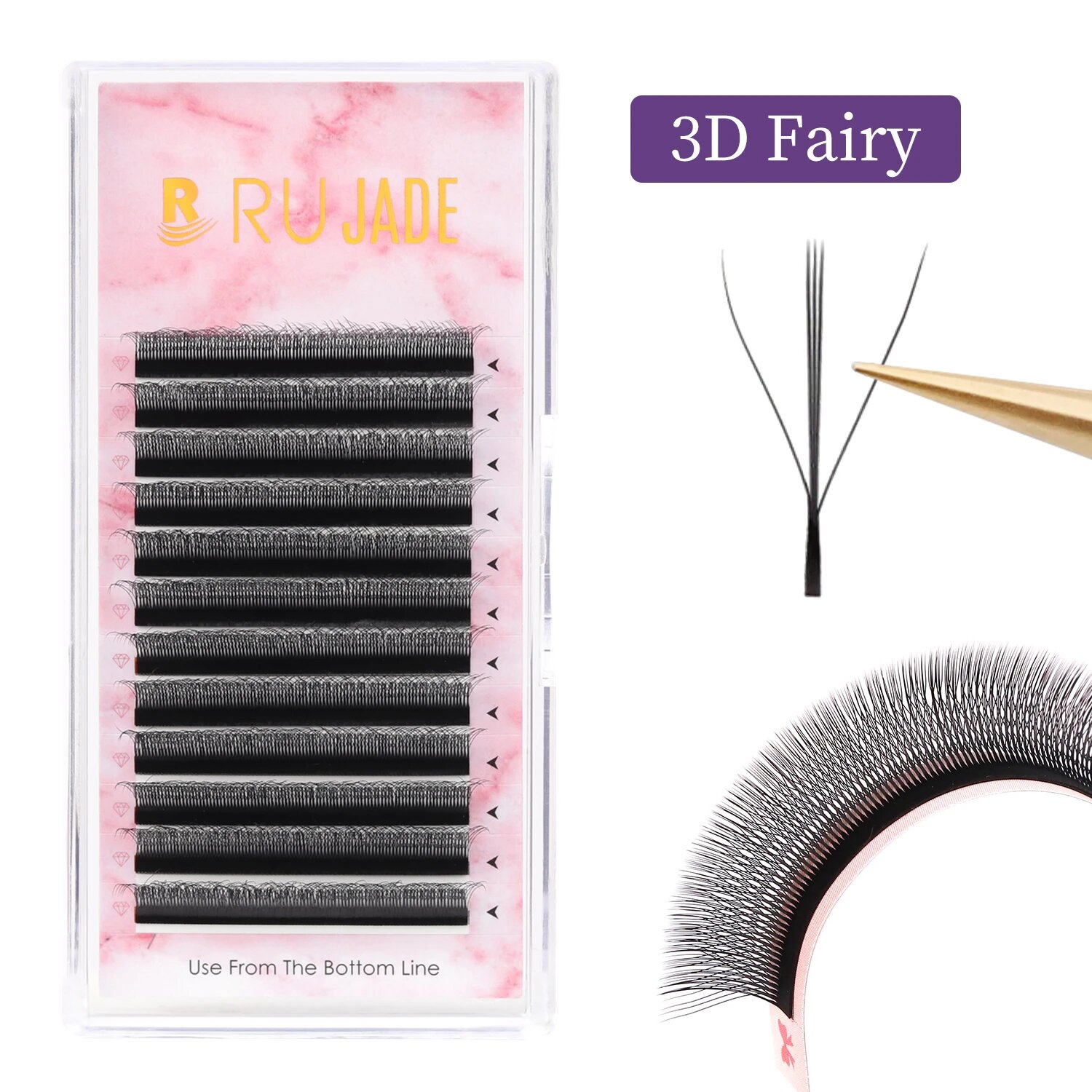 RUJADE 3D W-образные накладные ресницы коричневые C, 9 мм, 3D Spike Fairy