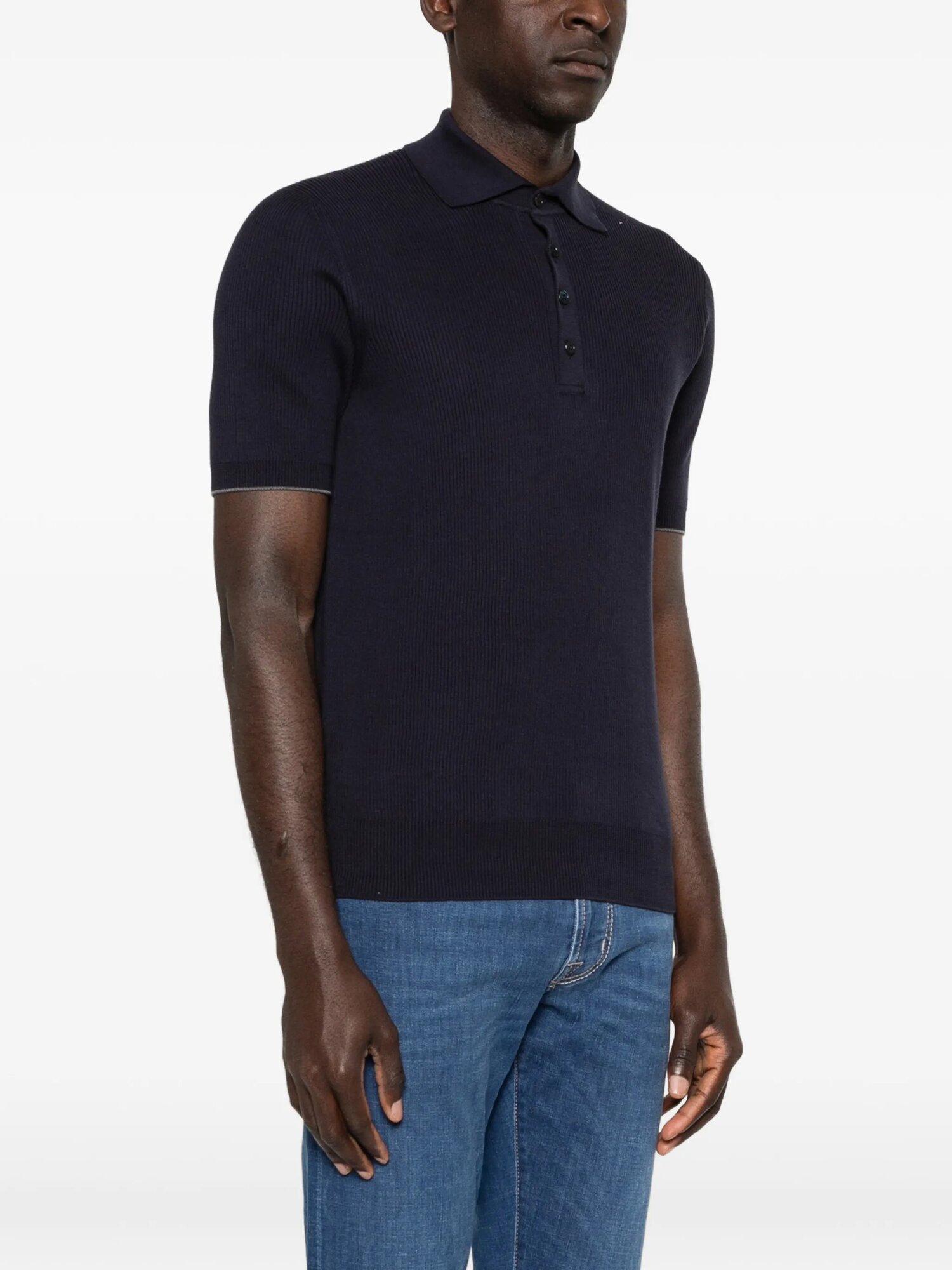 Рубашка BRUNELLO CUCINELLI Ribbed polo shirt, размер 52 — фото 1