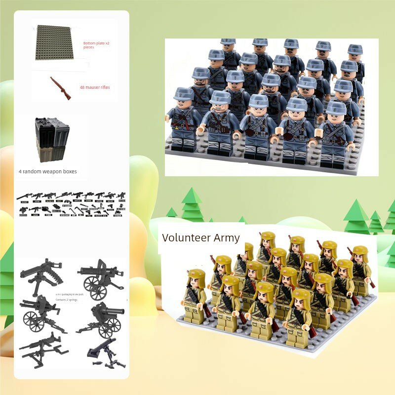 Набор минифигурок в военной тематике для Lego: 48 немецких солдат в стиле 8-й маршевой армии, аутентичная военная форма