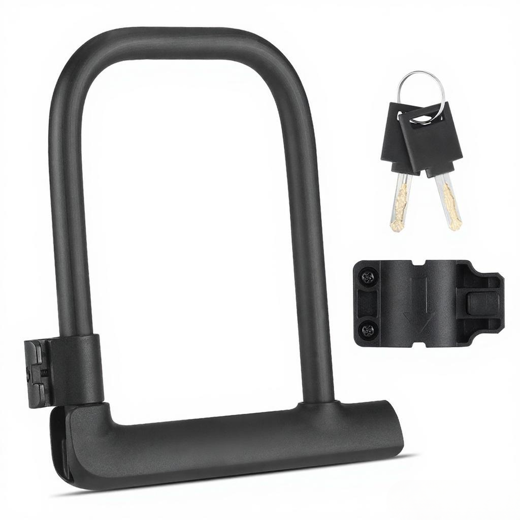 Замок для велосипеда U-образный Bike Lock черного цвета, размер 160*193mm, материал A3 чугун и цинковый сплав, с 2 ключами и держателем для велосипеда мотоцикла скутера