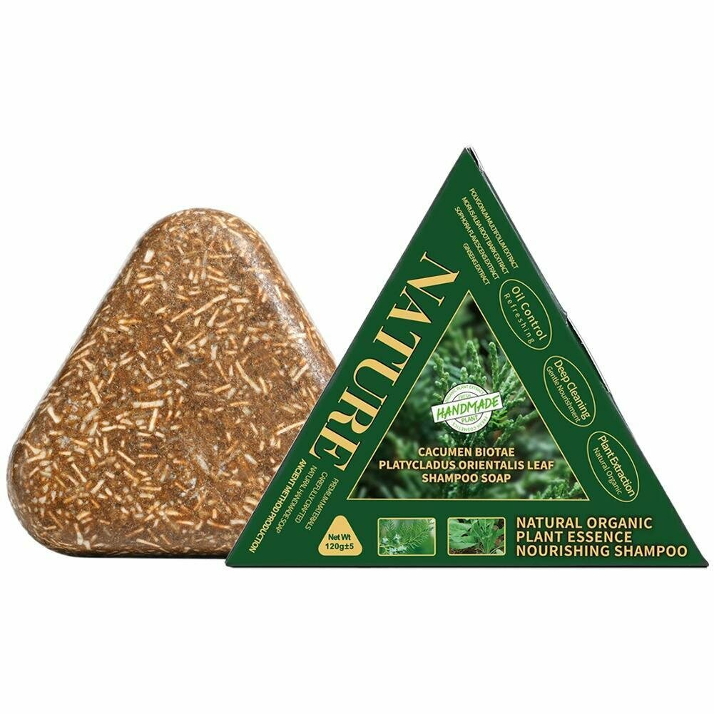 120 г натурального твердого шампуня-мыла из травы Усмана, контролирует жирность, питает кожу головы