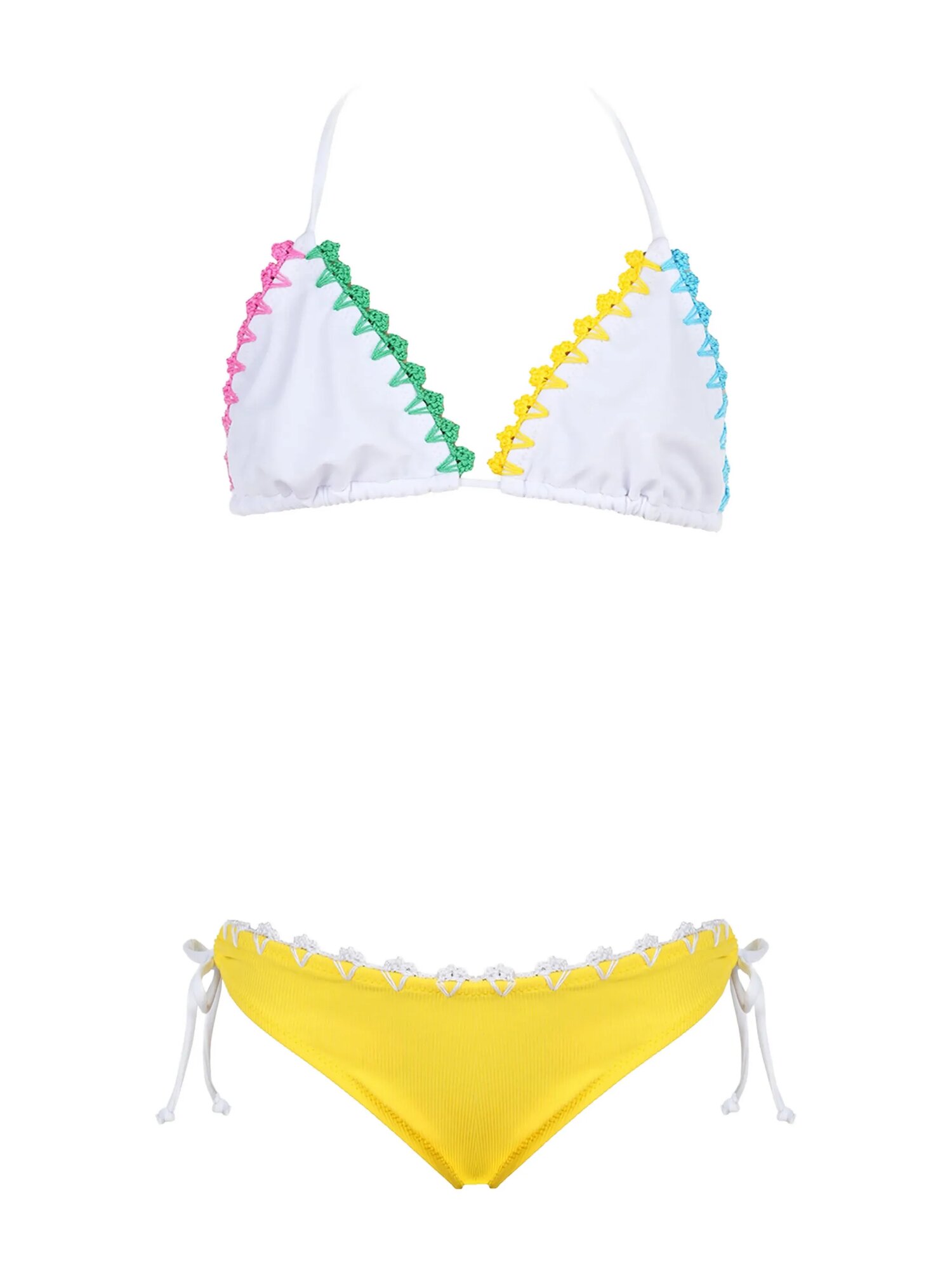 Купальник NESSI BYRD Crochet-trim bikini set, размер 16 лет, бежевый/белый — фото 1
