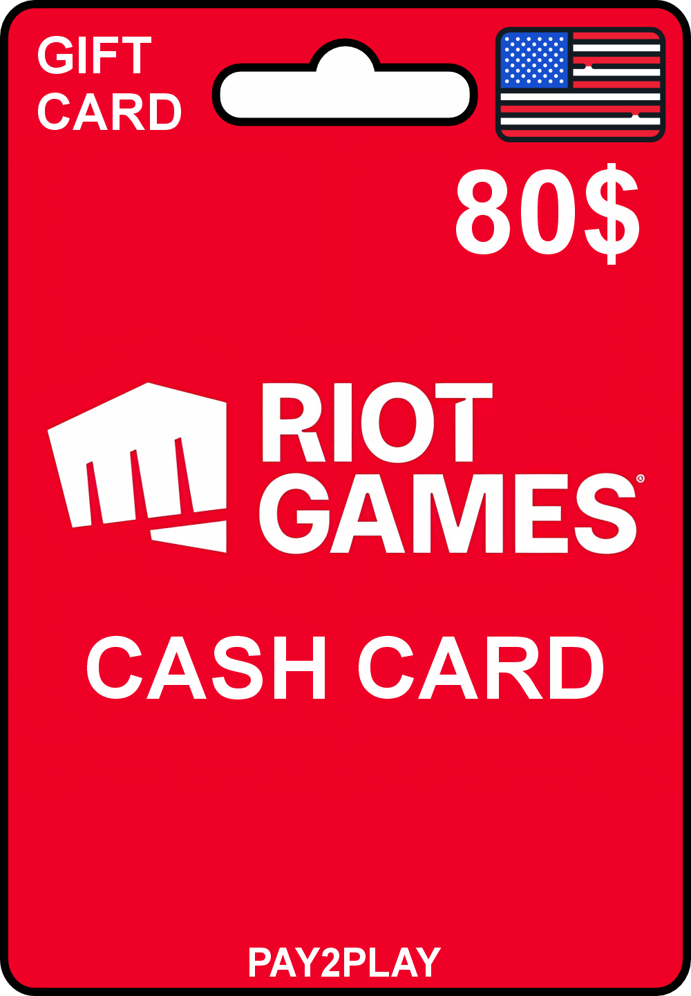Подарочная карта Riot Games 80 USD / США / Цифровой ключ, Пополнение счёта / Riot Games Cash Card